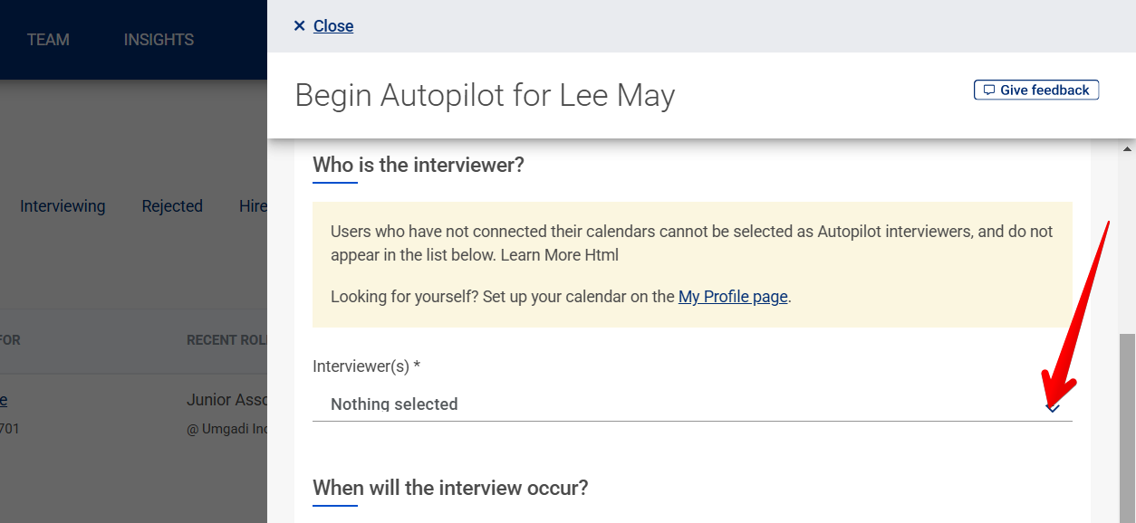 Scheduling interviews using Autopilot
